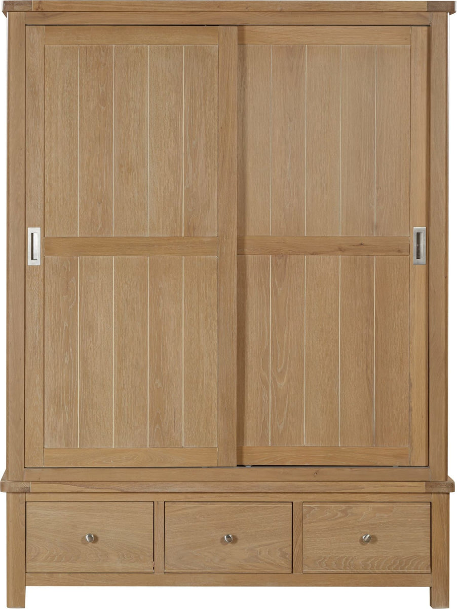 Foxington Oak Large Robe With 2 Sliding Doors & 2 Drws – Pine & Oak ...