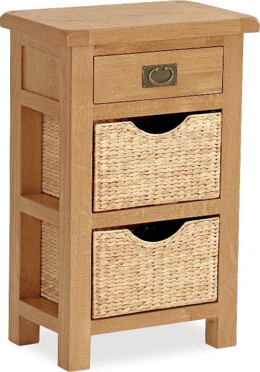 Manor Oak Telephone Table With Baskets – Pine & Oak Warehouse